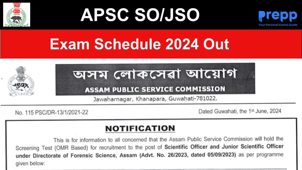 APSC Exam Schedule 2024 Out for SO, JSO Posts; Download PDF at apsc.nic.in