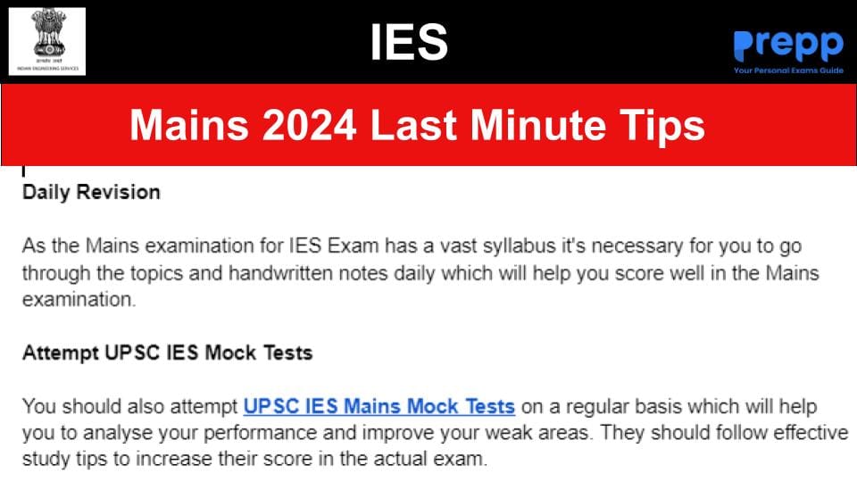 IES Mains 2024 Last Minute Tips: Preparation Strategies to Crack ESE Exam