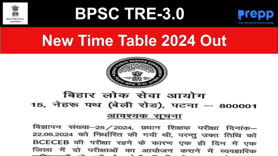 BPSC TRE-3.0 New Time Table 2024 Out; Download Schedule PDF