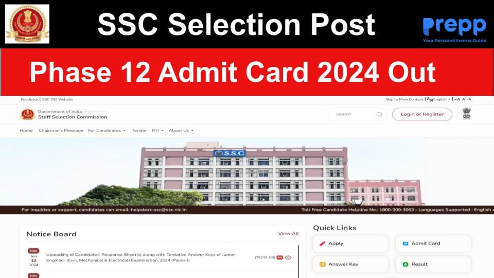 SSC Selection Post Phase 12 Admit Card 2024 Out; Download Region-wise ...