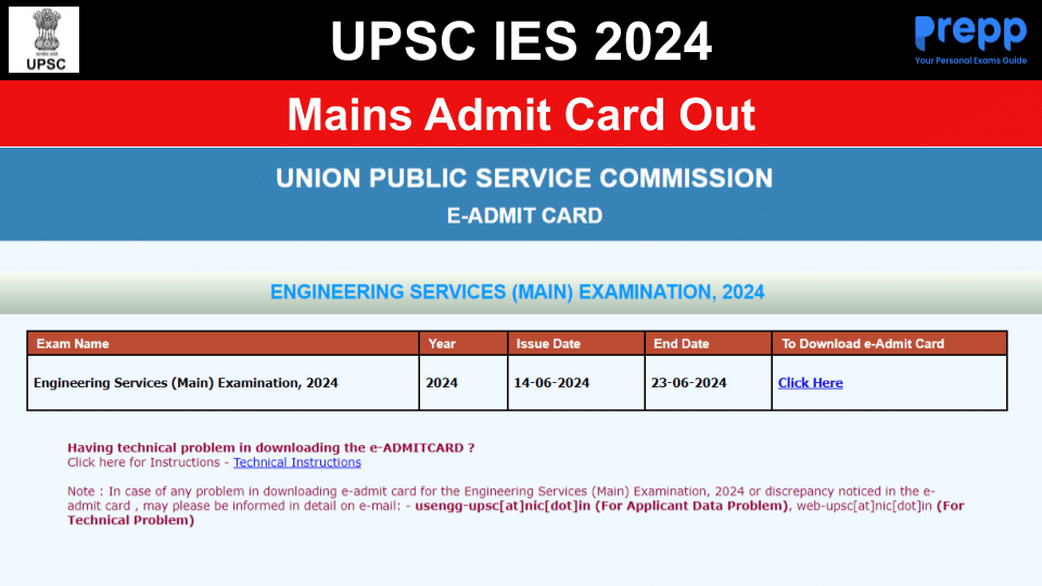 UPSC IES Mains Admit Card 2024 Out at upsc.gov.in; Download Hall Ticket ...