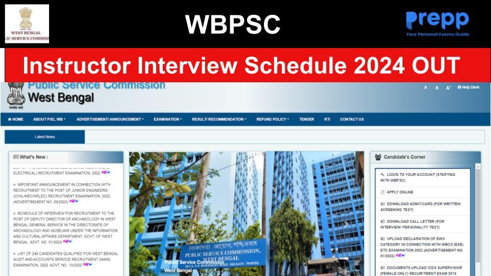 WBPSC Instructor Interview Schedule 2024 Out; Download PDF Here
