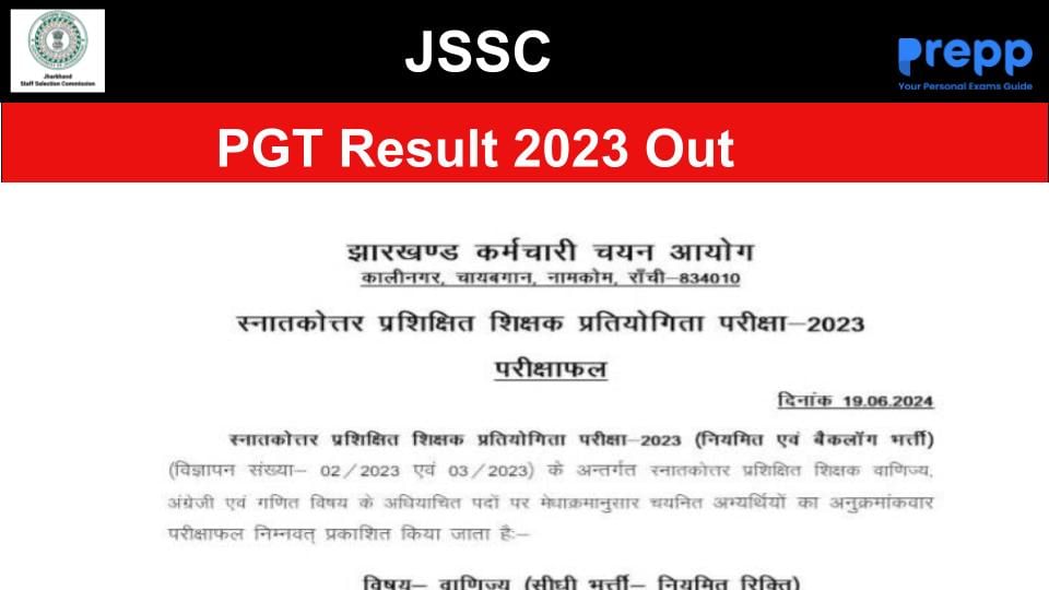 JSSC PGT Result 2023 Released: Download Merit List
