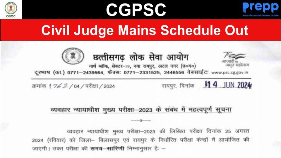 CGPSC Civil Judge Mains 2023 Time Table Released: Download Schedule PDF
