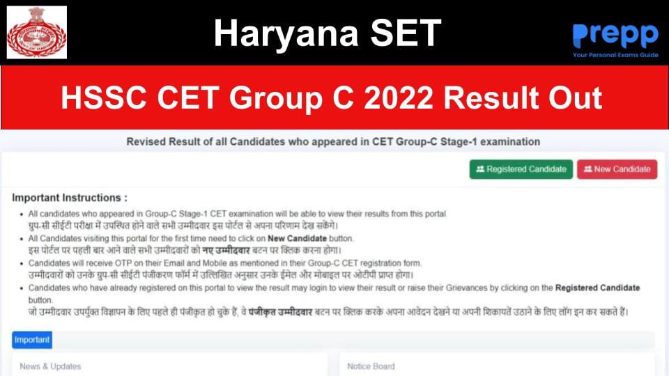 HSSC CET Group C 2022 Result Revised; Download PDF from hssc.gov.in