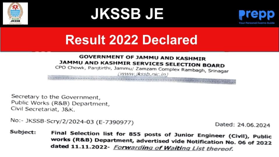 JKSSB JE Result 2022 Declared: Download Merit List PDF
