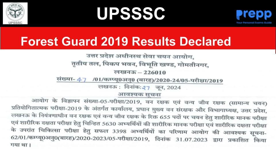UPSSSC Forest Guard 2019 Results Declared; Download Merit List