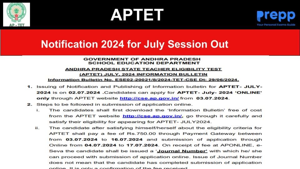 AP TET July 2024 Notification Out; Check Application & Exam Date