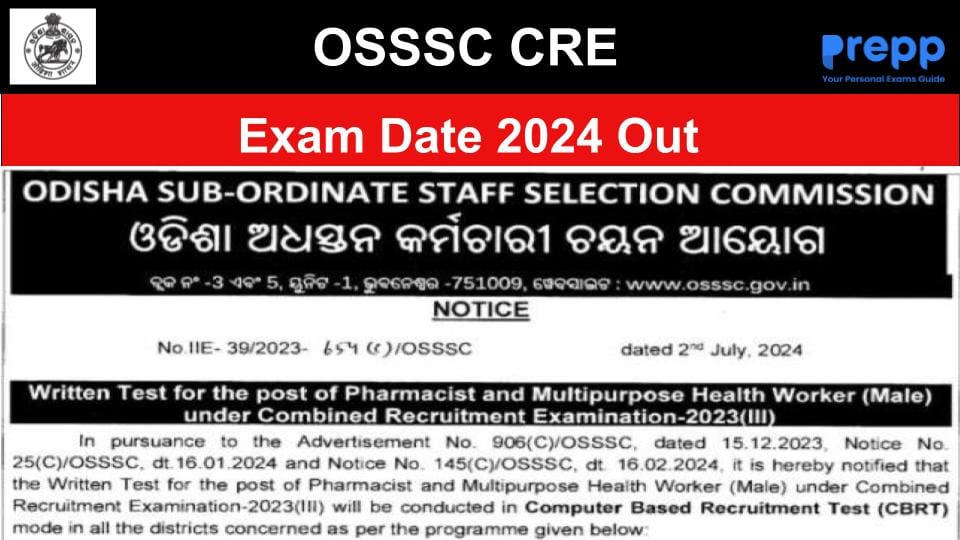OSSSC CRE Exam Date 2024 Out for Pharmacist and Other Posts; Check Details