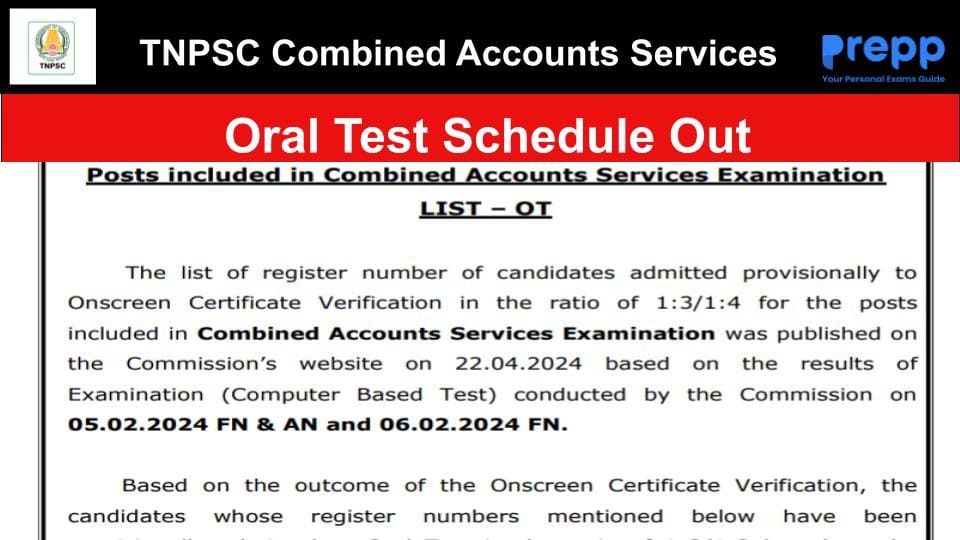 TNPSC Combined Accounts Services Oral Test Schedule 2023 Out at tnpsc ...