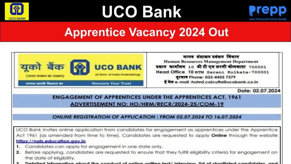 UCO Bank Apprentice Application Begins for 544 Vacancies: Apply Online Here