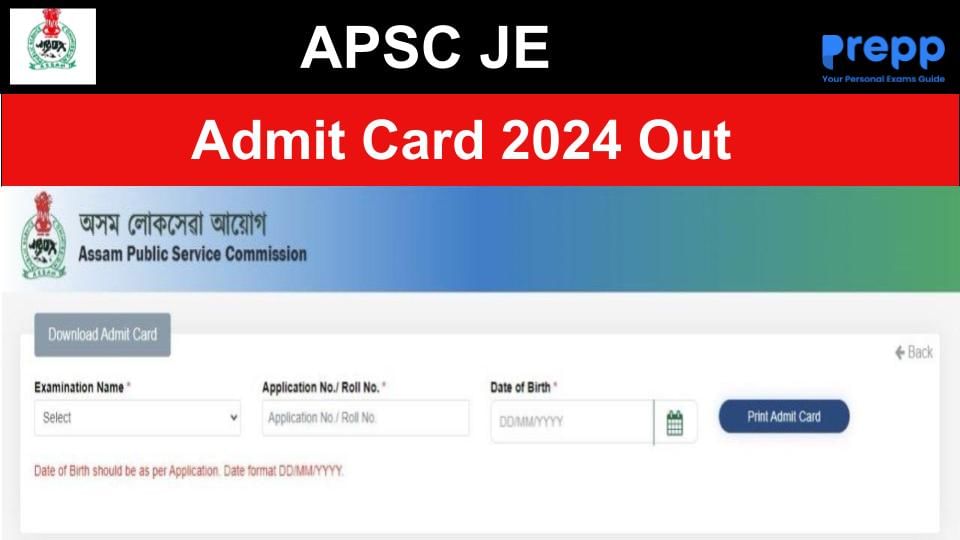 APSC JE Admit Card 2024 Out: Download Junior Engineer Hall Ticket