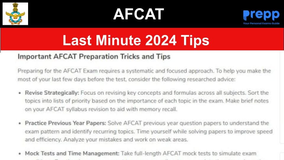 AFCAT 2024 Last Minute Tips: Preparation Strategies to Score Well