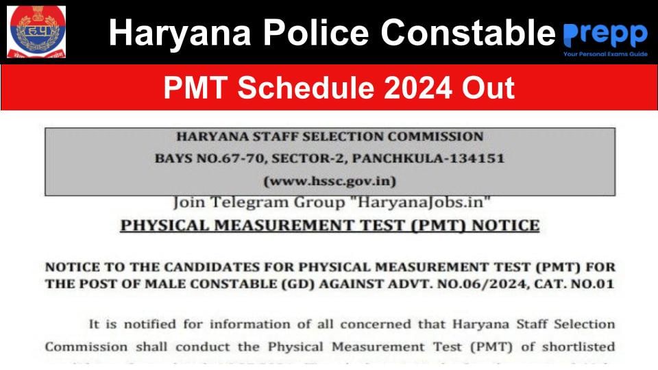 Haryana Police Constable PMT Exam Date 2024 Out; Download Schedule PDF
