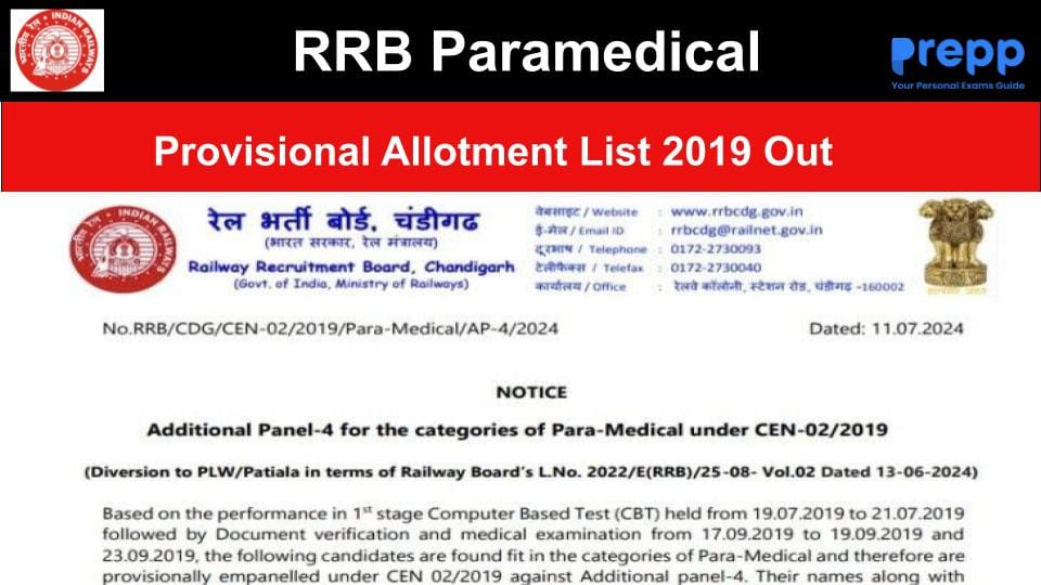 RRB Paramedical 2019 Provisional Allotment List Out; Check Merit List