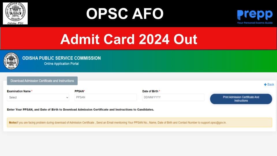 OPSC AFO Admit Card 2024 Out at opsc.gov.in; Download AFO Hall Ticket