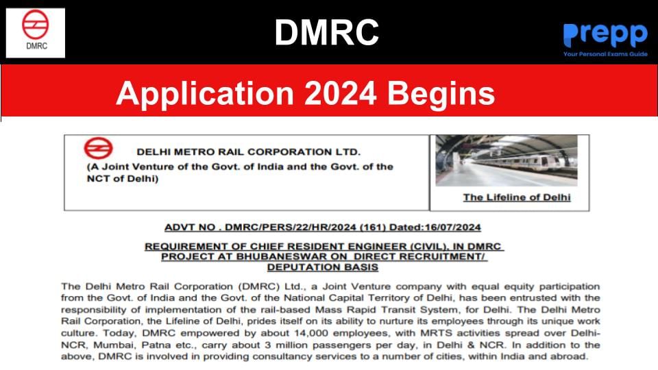DMRC Application 2024 Begins for CRE and CPM Post; Apply Now