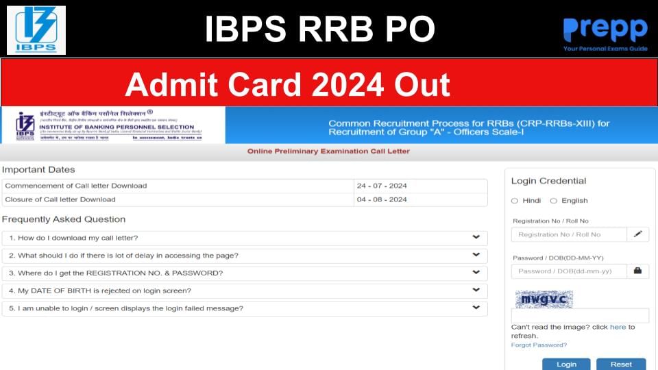 IBPS RRB Prelims Admit Card 2024 Out; Download PO Call Letter