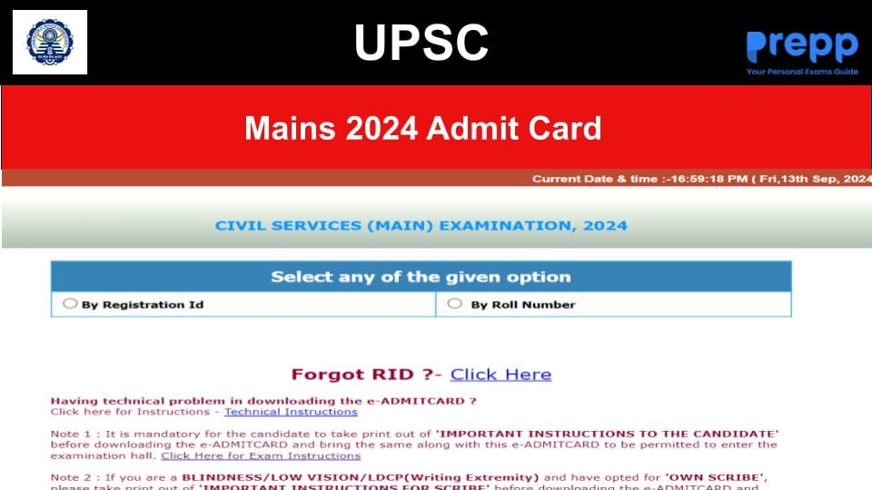 UPSC Mains Admit Card 2024 Out; Download Mains Hall Ticket at upsc.gov.in