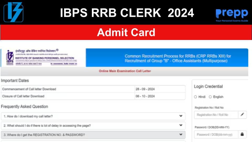 IBPS RRB Clerk Admit Card 2024 Out at ibps.in: Main Exam on October 6, 2024