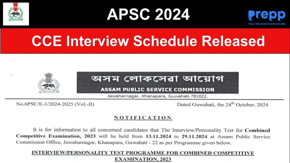 APSC Combined Competitive Examination 2023 Interview Schedule Released