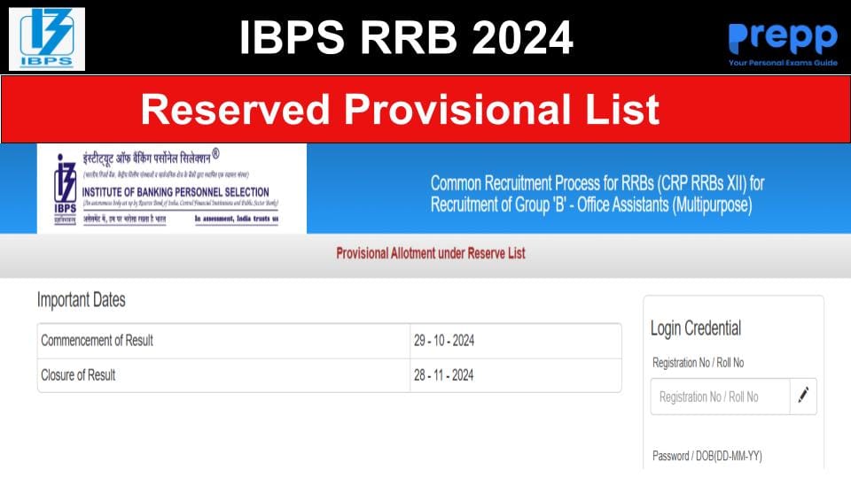 IBPS RRB CRP XII Reserve List Provisional Allotment 2024; Check Details