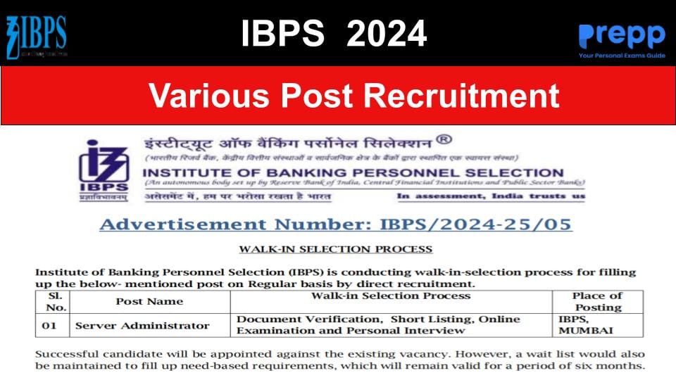 IBPS Recruitment 2024 for Various Posts at ibps.in; Check Details