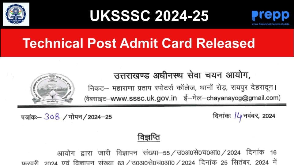 UKSSSC Exam 2024-25 Technical Post Admit Card Released at sssc.uk.gov ...