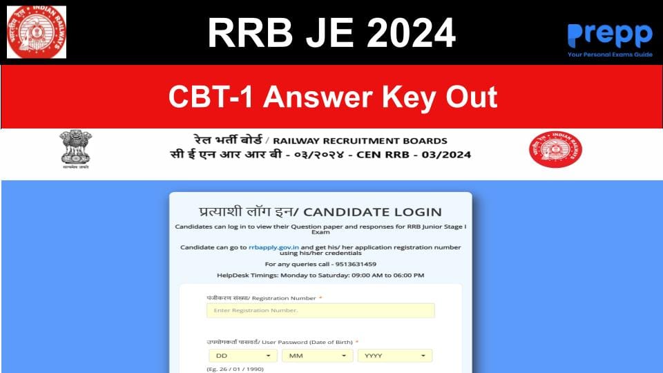 RRB JE Answer Key 2024 Out; Download Response Sheet PDF