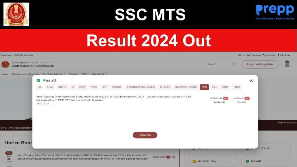 SSC MTS Result 2024 Out at ssc.gov.in; Download PDF