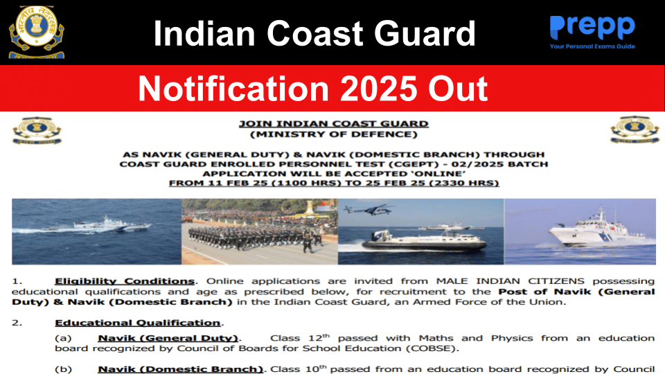Indian Coast Guard Navik Recruitment 2025: Notification out for 300 Posts