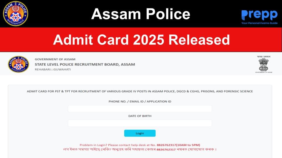 Assam Police Admit Card 2025 Released: Direct Link to Download SLPRB ...