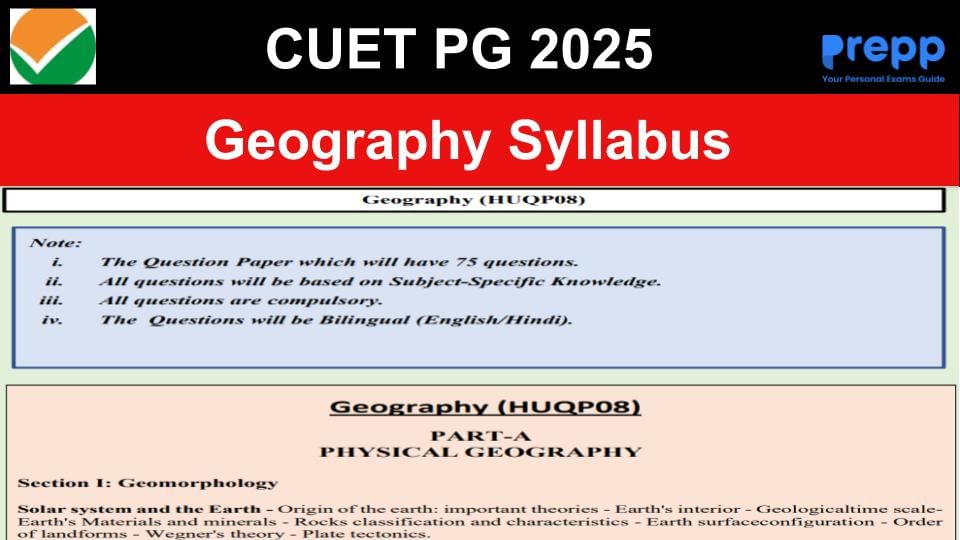 CUET PG Geography Syllabus 2026: Check Detailed Syllabus and ...