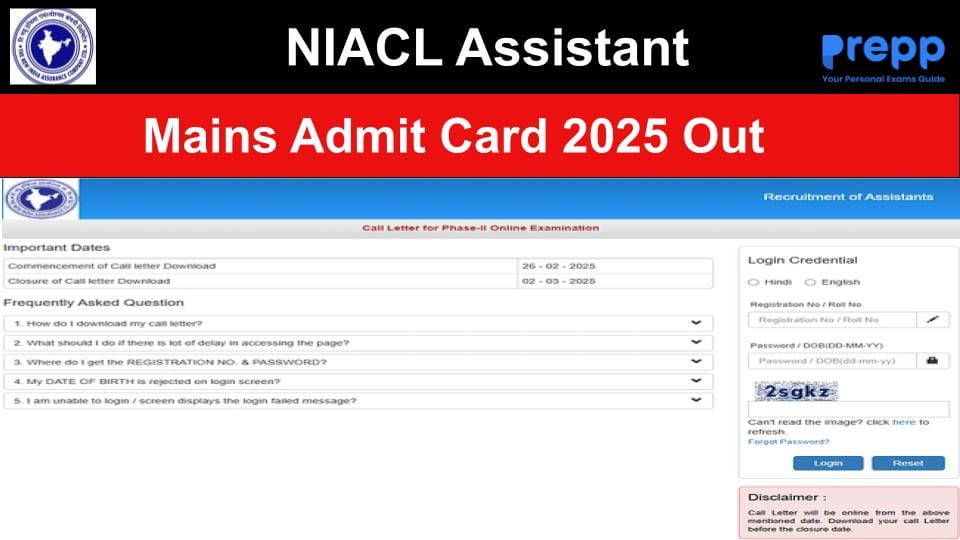 NIACL Assistant Mains Admit Card 2025 Out: Direct Link to Download Call ...