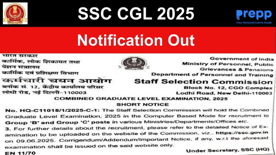 SSC CGL Notification 2025 Out; Apply Now at ssc.gov.in