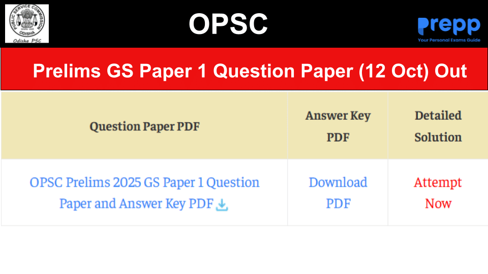 OPSC OCS Prelims GS Paper 1 Question Paper 2025 with Answer Key PDF ...