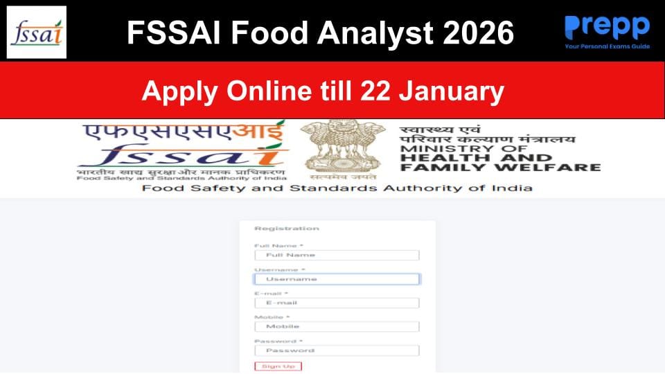 FSSAI Food Analyst Notification 2026 Out: Apply Online till 22 January