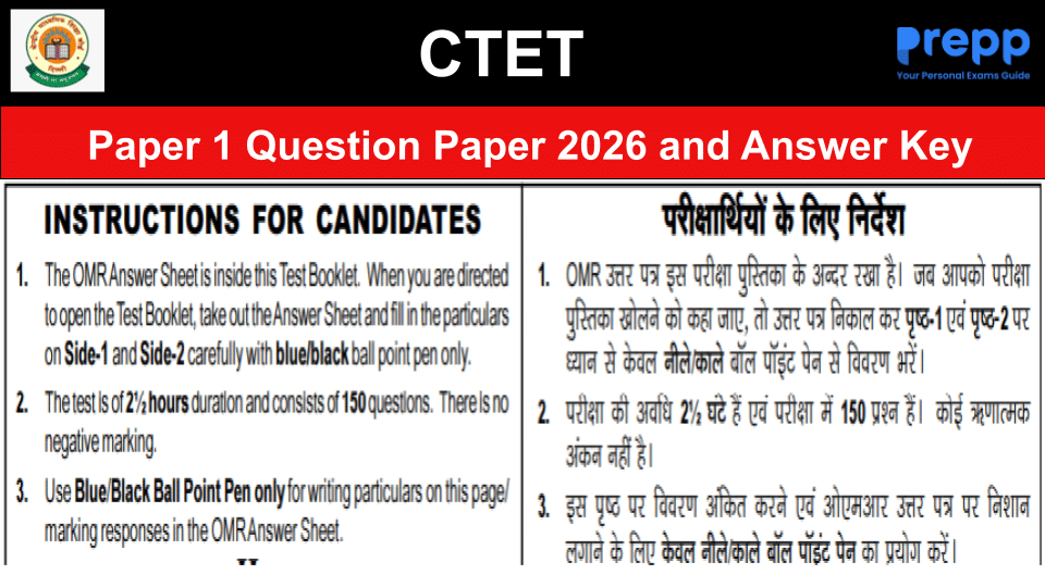 CTET Question Paper 2026 and Answer Key PDF, Download Paper 1 All Sets