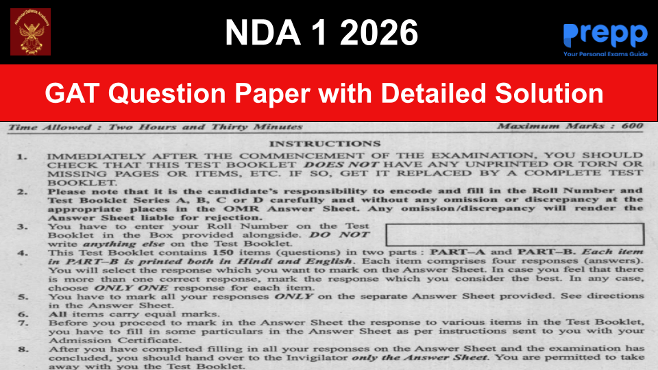 NDA 1 GAT Question Paper 2026 with Answer Key (April 12, 2026 ...