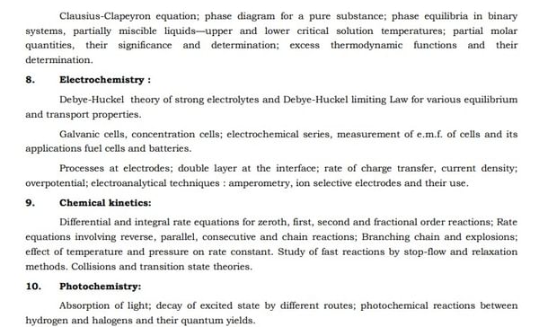 UPSC Chemistry Syllabus for Optional Paper-I and Paper-II