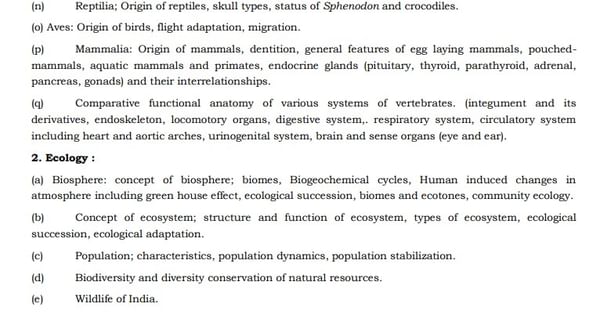 UPSC Zoology Syllabus for Optional Paper-I and Paper-II
