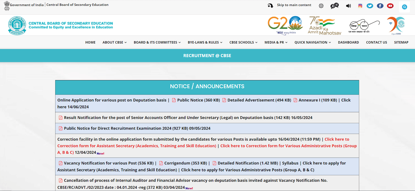 CBSE Recruitment Notification 2024 Out for Various Posts; Apply Online Here