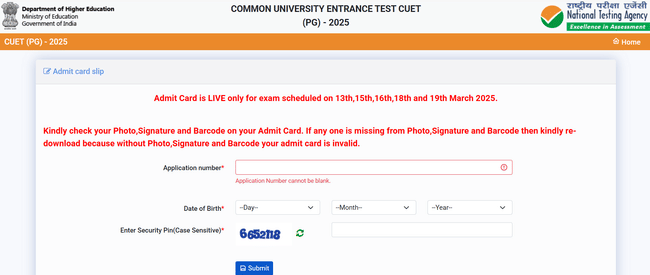 CUET PG Admit Card 2025 Out: Check Direct Link to Download