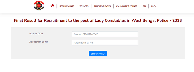 WB Police lady constable Result 2023 Out at wbpolice.gov.in; Merit list PDF