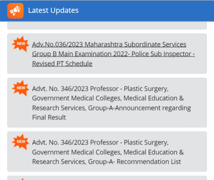 MPSC Group B SI Revised PT Schedule 2022 Out at mpsc.gov.in