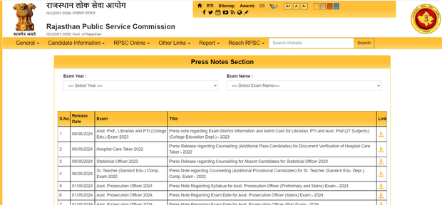 RPSC Admit Card 2024 Notice Out for Librarian and Other Posts at rpsc ...