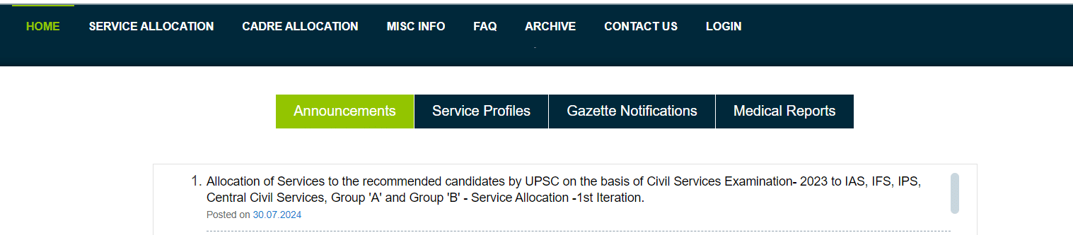 IAS Cadre Allocation List 2023 Out; Download PDF