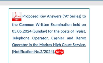 Madras High Court Answer Key 2024 Out at mhc.tn.gov.in; Raise Objections Before May 10