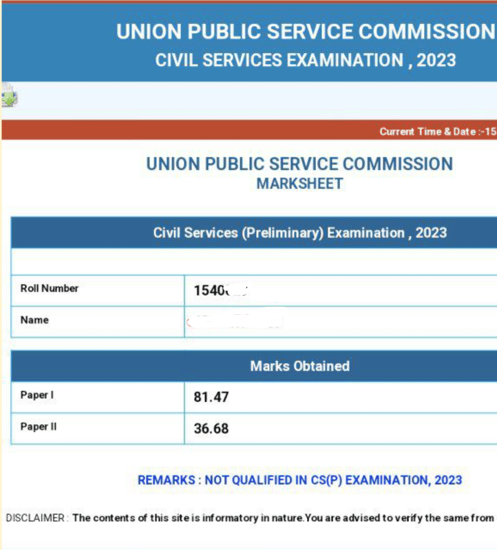 UPSC Marksheet 2023 Out for IAS and IFS at upsconline.nic.in; Download ...