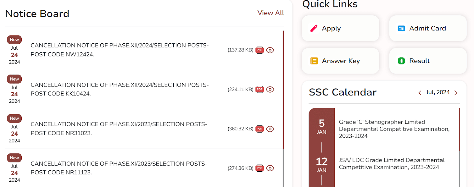 SSC Selection Post 2023-24 Cancelled: Notices Out at ssc.gov.in